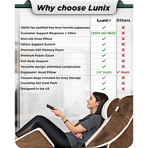 Lunix LX5 4pcs Orthopedic Bed Wedge Pillow Set, Post Surgery Memory Foam for Back, Leg Pain Relief, Sitting Pillow, Adjustable Pillows Acid Reflux and GERD for Sleeping, with Hot Cold Pack, Brown