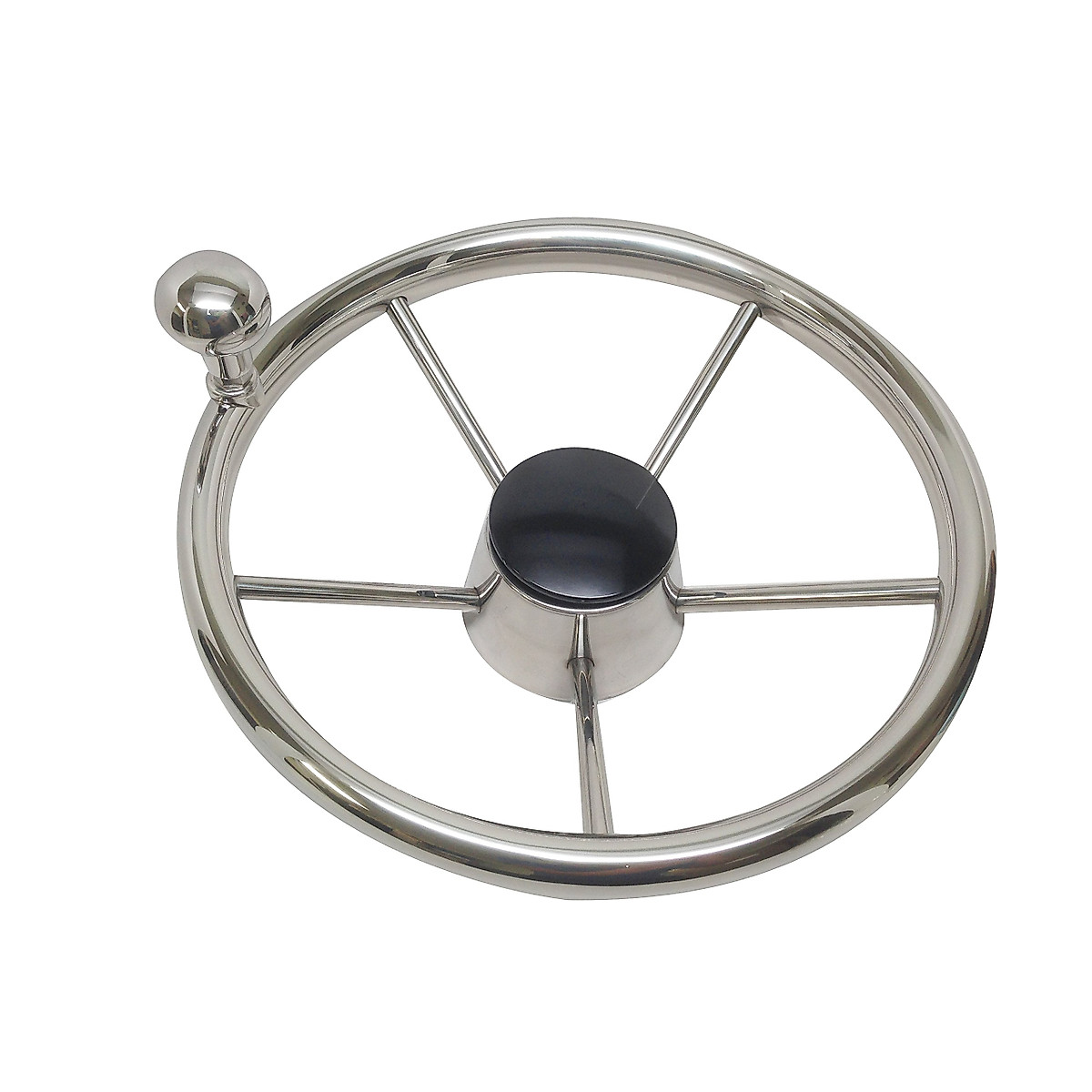 Marine Boat 5 Spoke Steering Wheel W/Turning KNOB 13 1/2" Dia Stainless Steel