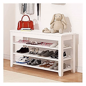 ALDEPO Shoe Cabinet Multi-Layer Solid Wood Shoe Changing Stool Simple Household Shoe Rack Corridor Sit-on Storage Bench Bedroom Bathroom Balcony Office Ballroom Plate S