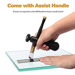 SPEEDWOX Glass Cutting Tool Kit 2mm-20mm Pencil Style Oil Feed Glass Cutter with 2 Replaceable Blades Ergonomic Assist Handle Tungsten Scribe Engraving Pen Oil Dropper Screwdrive Steel Ruler