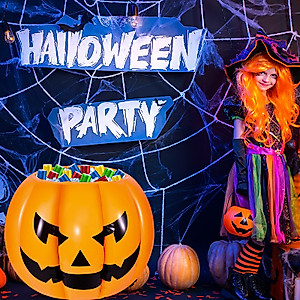 Suclain 2 Pack Halloween Inflatable Cooler Pumpkin Drink Cooler Big Inflatable Cooler for Parties PVC Halloween Cooler for Holding Halloween Party Favors Snacks Drink, 18 x 15 inches