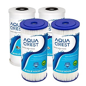 AQUACREST FXHSC&FXHTC 10" x 4.5" Whole House Water Filter, Replacement for GE FXHSC/FXHTC, Culligan R50-BBSA/RFC-BBSA, Pack of 4