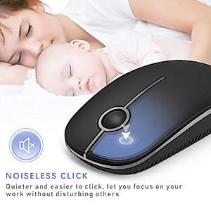 Wireless Keyboard and Mouse Combo, 2.4G Retro Computer Keyboard Mouse with Round Keys, Slim Quiet Keyboard Mouse with 2 in 1 Nano USB Receiver for for Windows, Laptop, PC, Notebook-Black Grey