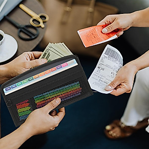 REEMTOO Receipt Coupon Organizer, 12 Pockets Small Accordion File Organizer, 11x 6.6 Inches, Small File Folder for Receipt Cards, Bill Business, Coupons, Zipper Closure.