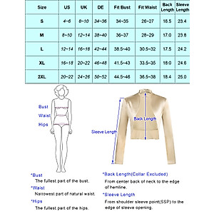 Women's Long Sleeve Cropped Cardigan Silky Satin Shrug Tops Elegant Bolero Jackets for Dresses Champagne XXL
