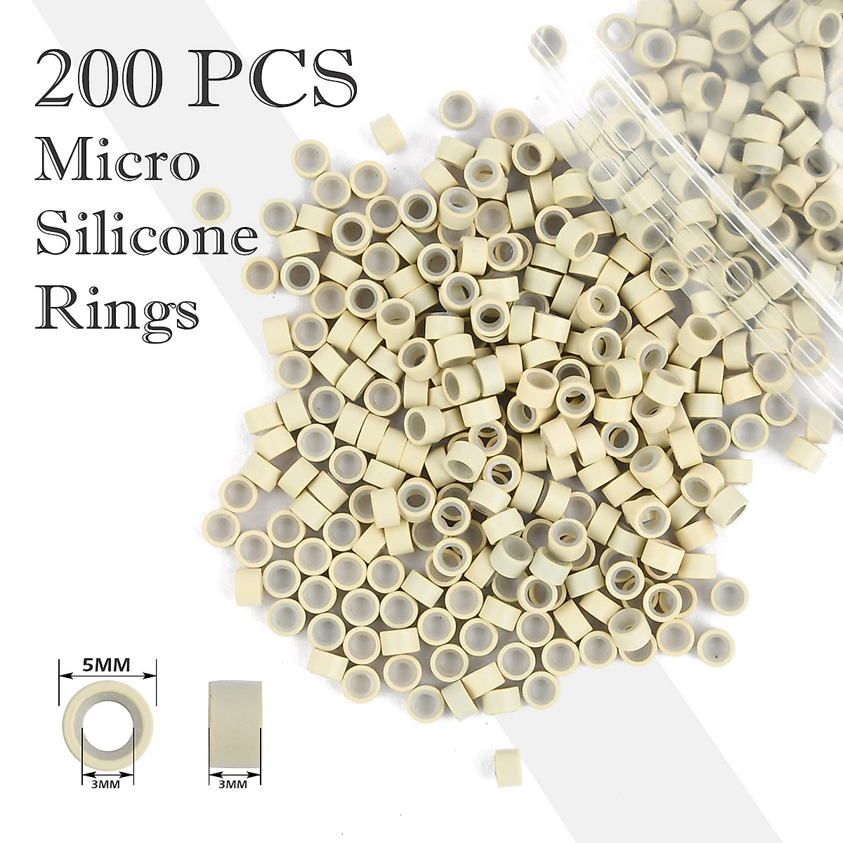 Neitsi Microlinks Hair Extensions Kit,Beads Hair Extensions Threader Pulling Hook Pliers,Micro Link Tools 200PCS Silicone Rings,Microlink Tool Kit Hair Feathers Extensions Kit (Beige)
