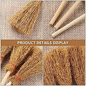 COHEALI Mini Broomsticks Cinnamon Broomstick 24pcs Practical Small Broom Natural Palm Mini Broom Decorations with Red Rope Household Broom Decoration Miniatures for Crafts Mini Witches Broomsticks