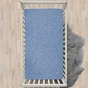Dreamology 100% Cotton Jersey Knitted Mini Crib Sheets for Boys and Toddler, Soft and Breathable, Crib Sheets Girl Snug Fit, Machine Washable(P3,Denim Blue, Sky Blue/Gray Stripe, 38"x24"x6")