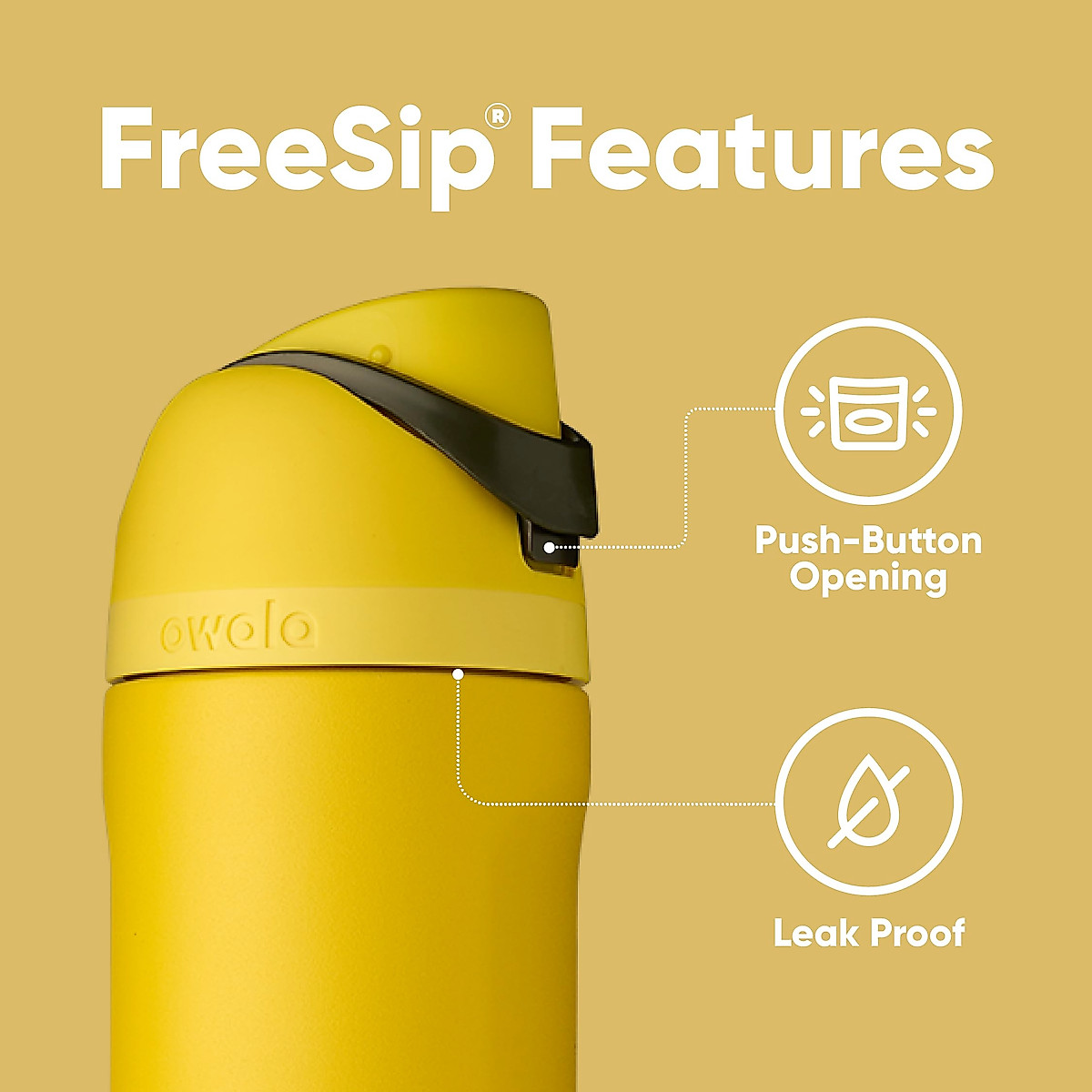 Owala Harry Potter FreeSip Insulated Stainless Steel Water Bottle with Straw, BPA-Free Sports Water Bottle, Great for Travel, 24 Oz, Hufflepuff