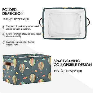 susiyo Large Foldable Storage Bin Funny Hot Air Balloons Fabric Storage Baskets Collapsible Decorative Baskets Organizing Basket Bin with PU Handles for Shelves Home Closet Bedroom Living Room-1Pack