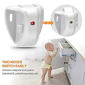 BBTKCARE Cabinet Locks for Babies | Adhesive Magnetic Baby Locks | Baby Proofing | Set of 4 Locks and 1 Keys