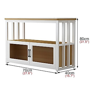 Commercial Workbench Kitchen Chopping Table Prep Table Floor-to-Ceiling Multi-Tier Organizer Shelf Glass Door Cabinet Kitchen Large Storage Table Metal Frame Sturdy and Stable