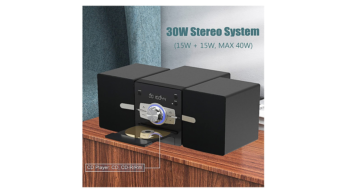 Compact 30W Hi-Fi Micro CD Stereo System with Bluetooth