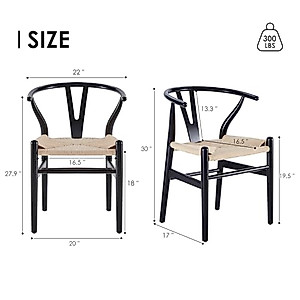 STARY Wood Wishbone Dining Room Chairs Mid Century Modern Wooden for Your Beach House, Fully Assembled