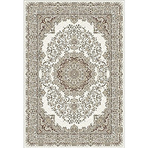 Area Rug Living Room Rugs: 8x10 Washable Oriental Persian Carpet for Bedroom Under Dining Table Large Farmhouse Floral Distressed Indoor Non Slip Decor Home Office Nursery - Beige
