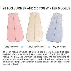 BABYINABAG Summer Model Baby Sleeping Bag and Sack, Plush Minky Dot, 1.25 Tog for Infants and Toddlers (Medium (10-24 mos))
