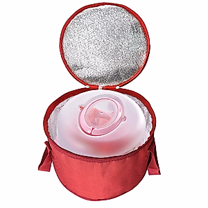 yongzhenlite 2 Pack Round Lunch Bag,Insulated Thermal Pastry and Pie Carrier,Reusable Insulated Cake Cooler Casserole Carrier Bags For Potluck,Picnics Food Delivery,11X7 Inch (Red Color)