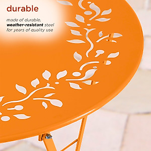 Alpine Corporation Indoor/Outdoor 3-Piece Bistro Set Folding Table and Chairs Patio Seating, Orange