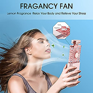 LIGHTDESIRE Lady USB Mini Handheld Fan with Fragrance, Rechargeable, Portable Small Personal Lash Fan with 3 Speed Modes for Travel, Camping, Office,Gift for Women, Girl(Pink)