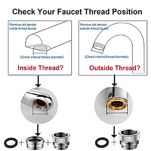 Faucet Adapter Kit, 5PCS Kitchen Sink Brass Aerator Adapter Set Male Female Sink Faucet Adapter for Garden Hose, Water Filter, Standard Hose via Diverter