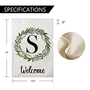 ULOVE LOVE YOURSELF Welcome Decorative Garden Flags with Letter S/Olive Wreath Double Sided House Yard Patio Outdoor Garden Flags Small Garden Flag 12.5×18 Inch