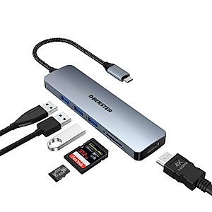 USB C Hub for MacBook Pro/Air, 6 in 1 Multiport USB C Adapter with 4K HDMI, 3 USB 3.0, SD/TF Card Reader Compatible with MacBook Pro/Air/Surface Pro 8 and Other Type C Devices