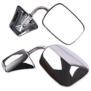 ECCPP Towing Mirror Replacement fit 1973-1991 For Chevy/For Chevy For GMC Jimmy Suburban C10 20 30/C/K1500 2500 3500/K15 25 35 Manual Stainless Mount Folding Chrome Side Mirror Plastic