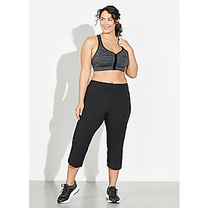 Jockey Womens Activewear Cotton Stretch Flare Capri Pants, Black, Large