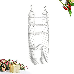 ARTIBETTER Closet Organizer 4 Tier Foldable Hanging Closet Organizers Collapsible Wardrobe Shelves Plastic Storage Basket for Hat Clothing Sweaters Towels Pajamas Storage Shelves