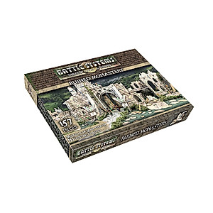 Battle Systems – Modular Fantasy Scenery – Perfect for Roleplaying and Wargames - Multi Level Tabletop Terrain for 28mm Miniatures – Colour Printed Model Diorama – DND Warhammer (Ruined Monastery)