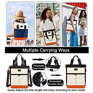 COMELY Backpack Tote for Women Casual Laptop Daypack Crossbody Bag 4-in-1 Travel Bookbag Diaper Bag Nurse Teacher Bag Water Resistant Wide Top Open for Daily Work College , Black B