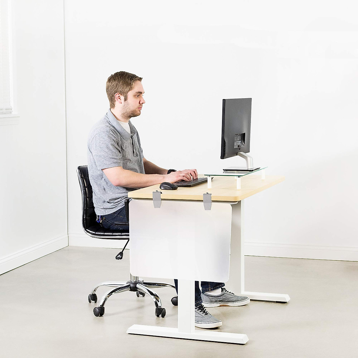 VIVO Universal Privacy Panel/Acrylic Sneeze Guard Desk Clamps, Clamps Only, Fits Desks up to 2 inches Thick, Pack of 2, Silver, PP-CP-01S