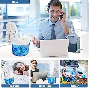 Desk Fan Rechargeable Portable Foldable Fan, Evaporative Mini Personal Air Conditioner with 3 Speeds 3L Water Tank, Air Cooler with Aromatherapy and Night Light for Home, Office and Outdoor