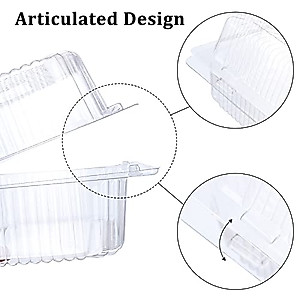 50 Pcs Plastic Loaf Container Transparent Cake Slice Containers Plastic Containers with Lids 9.06 x 4.92 x 3.15“ Clear Hinged Lid Cheesecake Container Disposable to Go Box for Restaurants Delivery Takeout