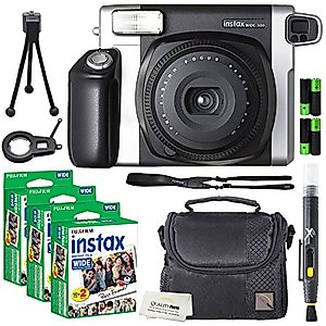 Fujifilm Instax Wide 300 Instant Film Camera + instax Wide Instant Film, 60 Sheets + Extra Accessories