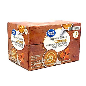 Great Value Cappuccino Coffee and Hot Drink Single Serve Pods, 12 Count (Caramel Cappuccino, Pack of 4)