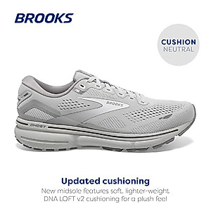 Brooks Women's Ghost 15 Neutral Running Shoe - Oyster/Alloy/White - 8 Medium