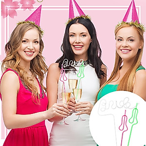 Sunnyray 12 Pcs Reusable Bride Straws Valentine's Day Silly Straws Wedding Bride Bridesmaid Party Favor Crazy Loop Straws Plastic Drinking Straws for Wedding Birthday Gifts Decor(White Bride)