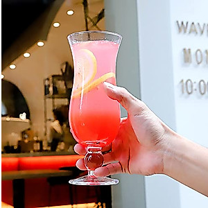 Yesland 6 Pcs Hurricane Glass - 13.5 oz Break-Resistant Plastic Pina Colada Cocktail Glasses Clear Tulip Drinking Cups for Drinking Cocktails, Full-Bodied Beer, Juice, Tropical Drinks, Water