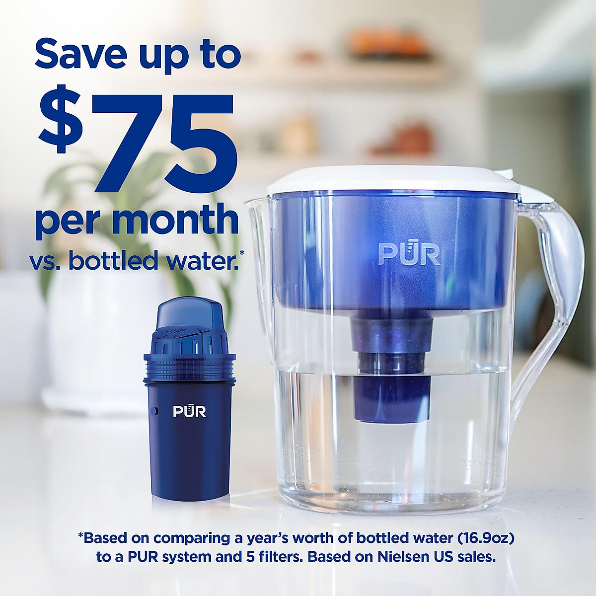 PUR Water Pitcher Replacement Filter (Pack of 4), Blue – Compatible with all PUR Pitcher and Dispenser Filtration Systems, PPF900Z