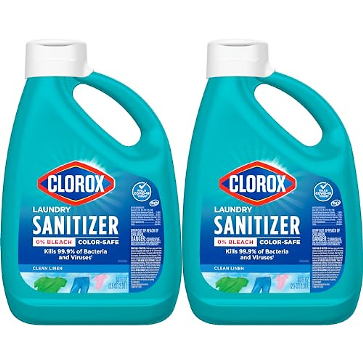 Clorox Laundry Sanitizer, Kills 99.9% of Odor-Causing Bacteria on Laundry, 80 Fl Oz, Pack of 2