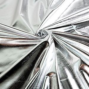Foil Lame Stretch Knit Spandex Silver, Fabric by the Yard