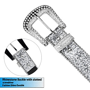 HinyBoeh Western-Rhinestone-Belts for Womens/Mens Sparkly-Bling-Belt Cowgirl-Cowboy-Country Belts for Unisex 26-37''Waist