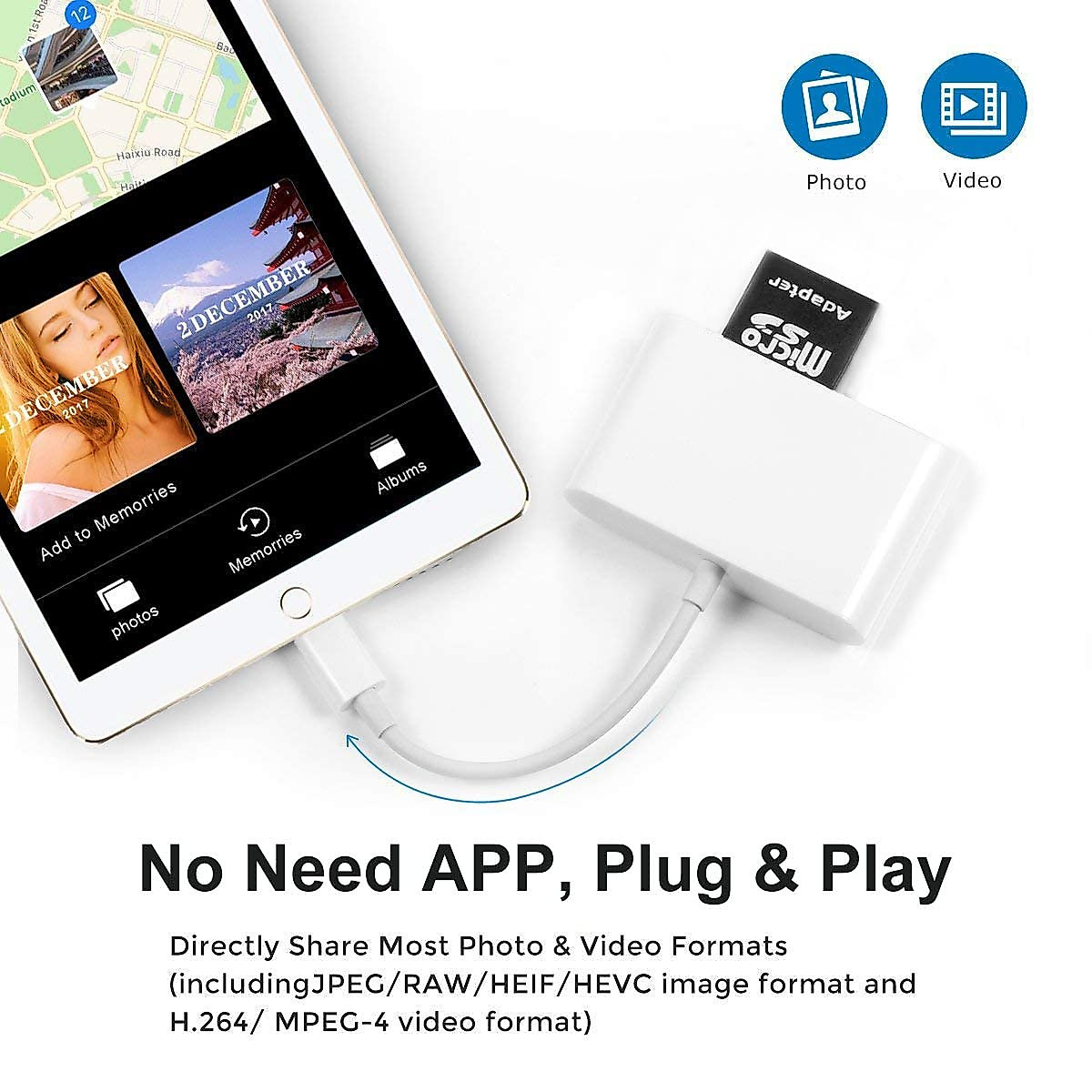 A-BST SD Card Reader Micro SD/SD Card Adapter 4 in 1 Trail Game Camera Card Viewer Reader 3.0 USB OTG Cable Compatible for iPhone/iPad Plug and Play