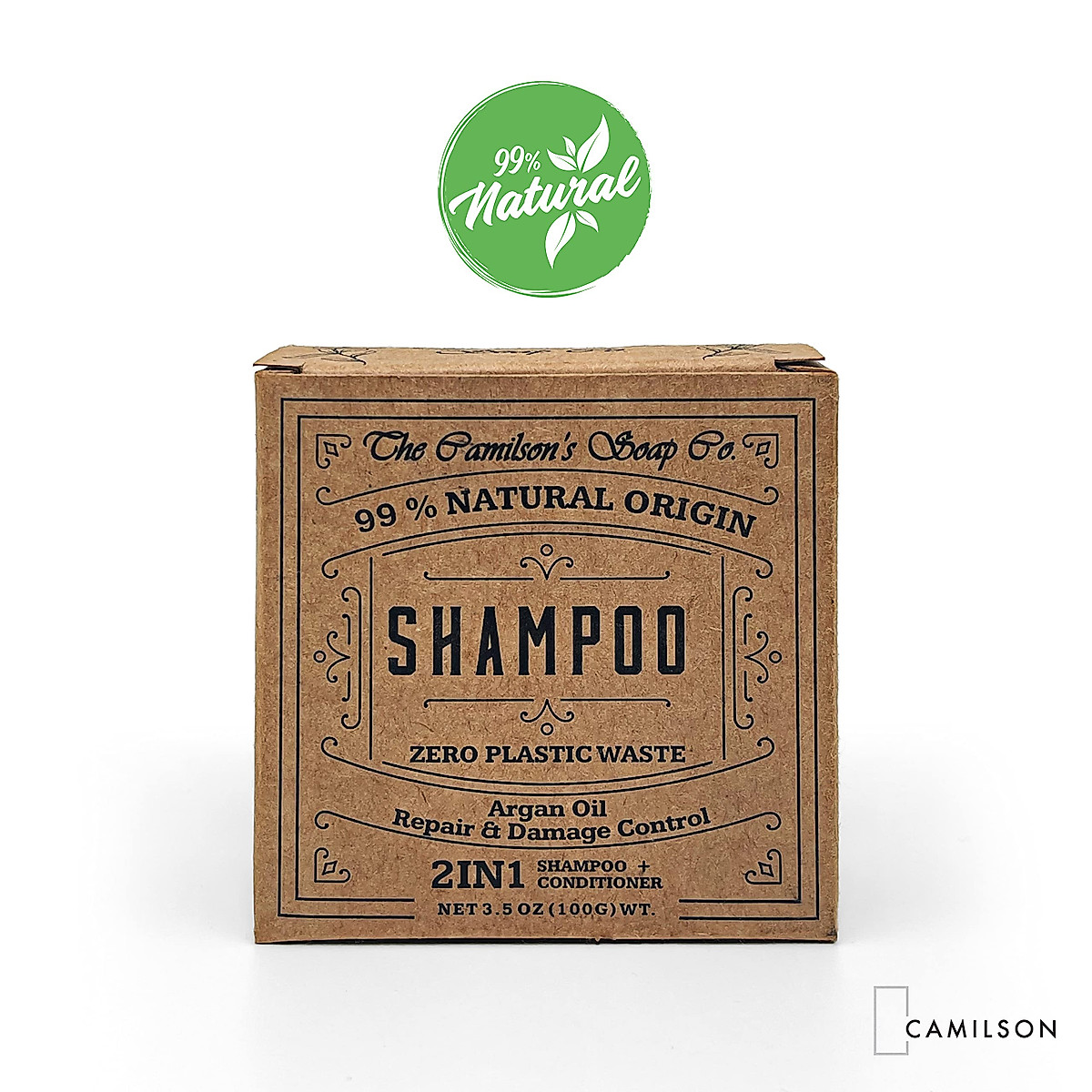 CAMILSON Argan Oil Shampoo Bar, Natural Origin Pack of 2, 7 Oz, Conditioner Bars Treatment for Nourish Deep Moisture, Moisturizing for Dry, Damaged & Dull Hair, Plant Based, Eco-Friendly Natural Origin