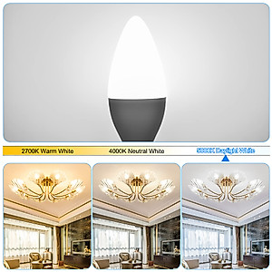 comzler 6W Candelabra LED Bulb, Small Base E12 LED Bulb 60 Watts Equivalent,Chandelier Light Bulbs Type B Light Bulb Daylight 5000K, Pack of 6, Non-Dimmable