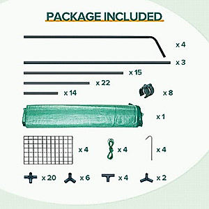 EAGLE PEAK 61'' x 28'' x 79'' Walk-in Greenhouse, 2 Tier 4 Shelves Portable Plant Gardening Greenhouse, Front Roll-Up Zipper Entry Door and 2 Roll-Up Side Windows, Green