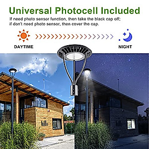 LED Circular Post Top Pole Lights 100W, Photocell Optional, 13000LM (500W Equiv.) LED Garden Area Lights for Pathway School Street Light