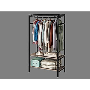 Gssimeal Closet Rack, 2 Tiers Heavy Duty Clothes Rack Garment Rack Freestanding Closet Large Wardrobe Bedroom Hanging Clothes Rack,Black