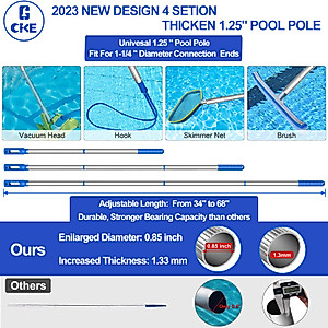 CKE 2024 68" Portable Pool Vacuum Jet Underwater Cleaner W/Brush Bag, 4 Section 1.25" Pole of Hand Held Portable Vacuum Pool Cleaner Pool Spa Pond Mini Jet Underwater Jet Vac for Above Ground Pool Vac
